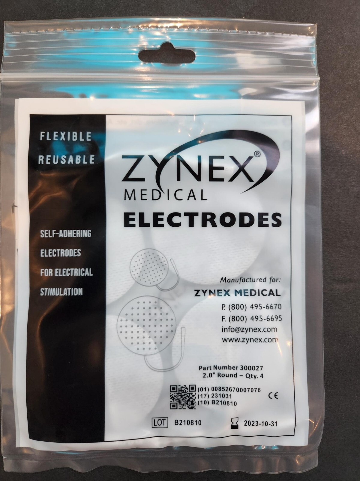 ZYNEX MEDICAL ELECTRODES 2" ROUND #300027 QTY. 75 PKG / 300 Electrodes ...