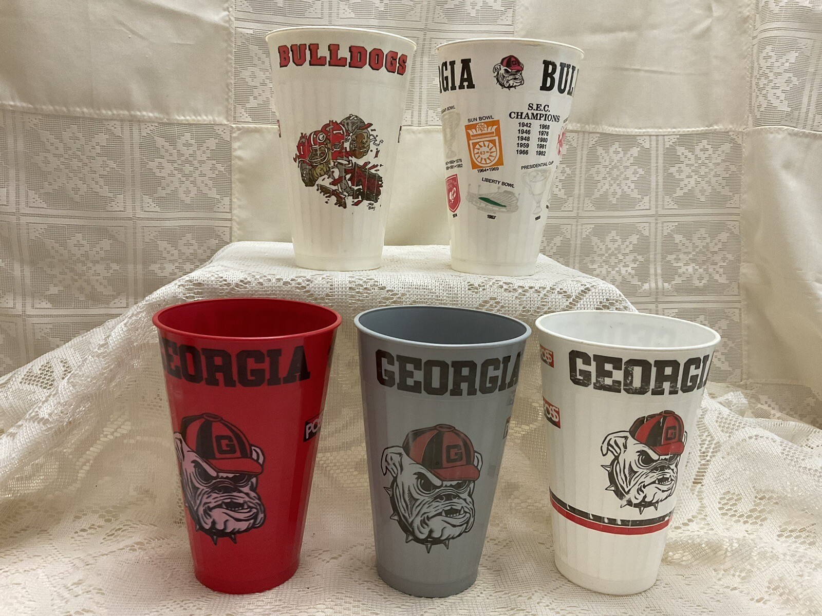 5 Georgia Bulldogs Stadium Cups Early 80’s 1 SEC Champs 1 Jack Davis 3 ...
