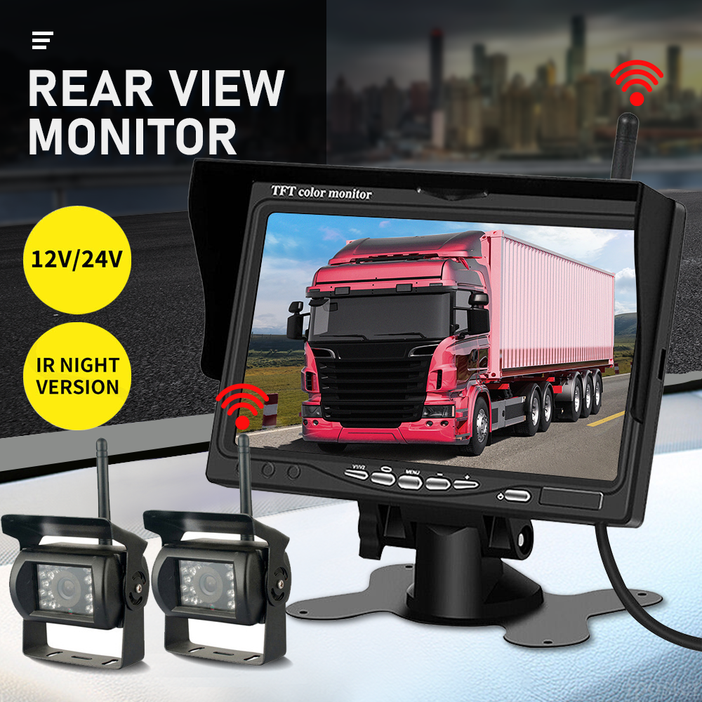 2x Wireless Reversing Camera for Bus Truck Caravan Car 7" Monitor ...