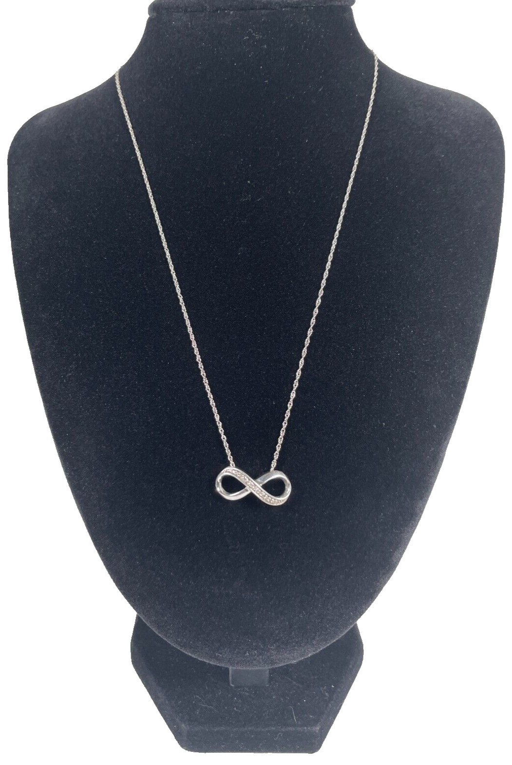 Infinity Symbol Diamond Chips Sterling Silver 925 Nec… - Gem