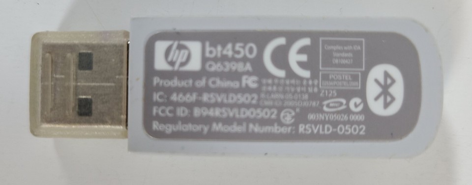 Hewlett Packard Bluetooth Adapter HP Q6398A PC Printer Wireless bt450 ...