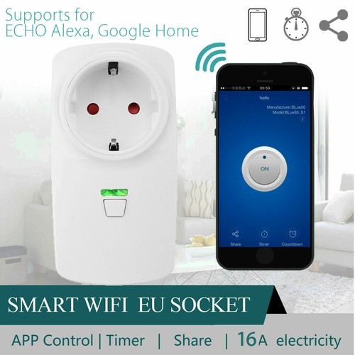 Wifi Smart 16A EU Plug Power Socket Outlet Timer APP For ECHO ALEXA GOOGLE HOME | eBay