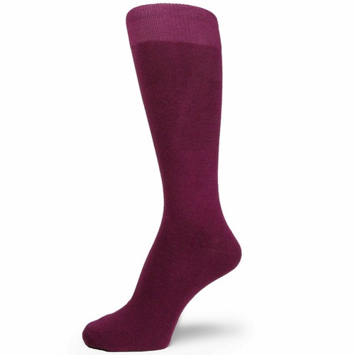 Plum Purple Men's Groomsmen Wedding Plain Solid Color Dress Socks MA119 ...