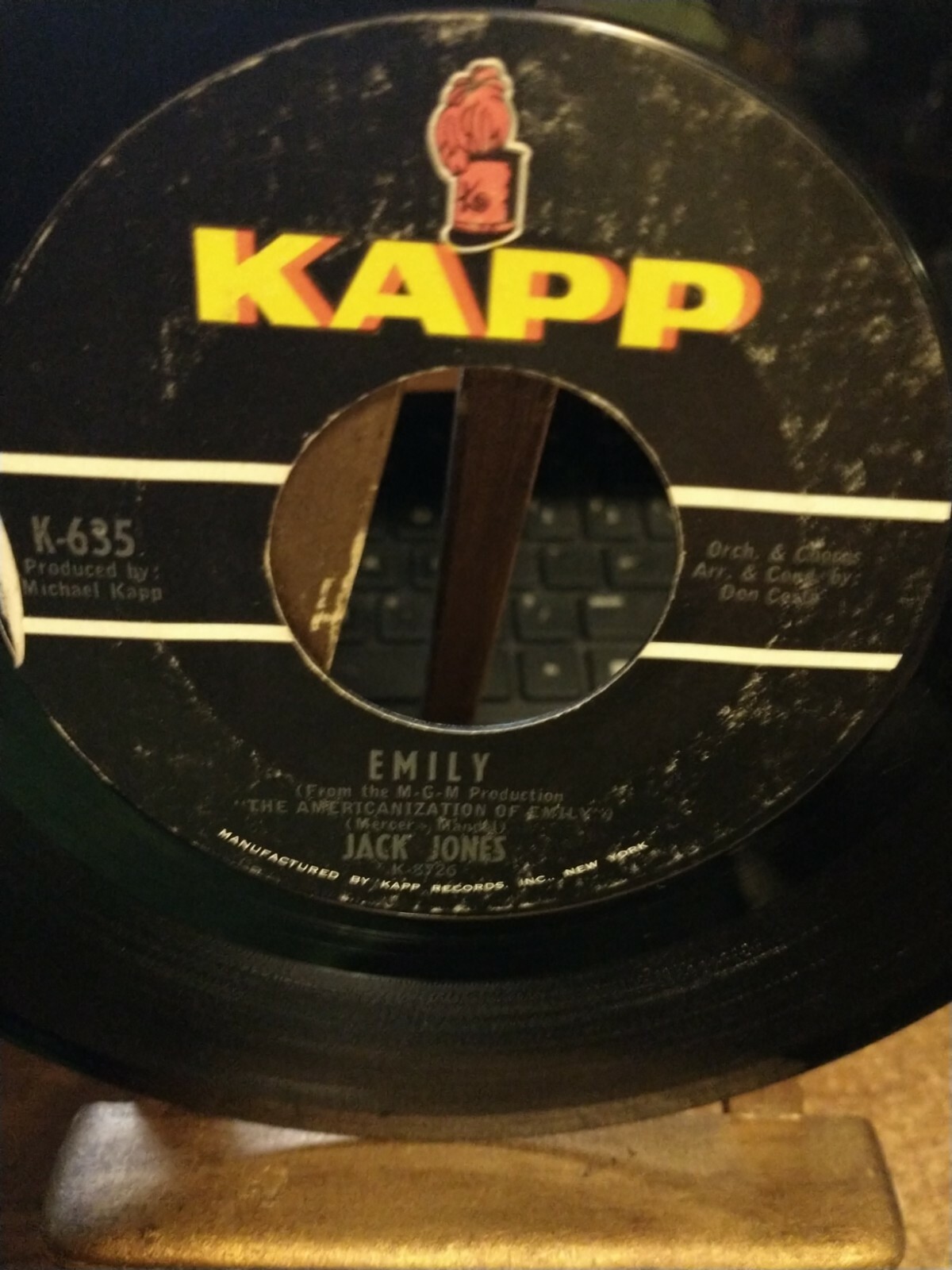 Jack Jones ‎– Dear Heart / Emily, Kapp K-635 45rpm,cleaned & tested vg ...