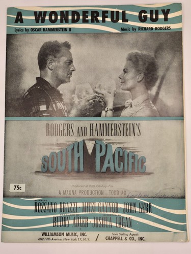 1949 A WONDERFUL GUY Sheet Music SOUTH PACIFIC by Rodgers & Hammerstein ...