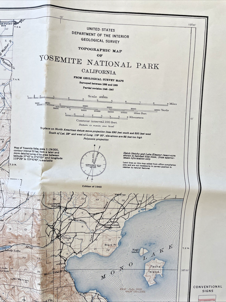 Yosemite National Park USGS 1961 Topographical Map | eBay