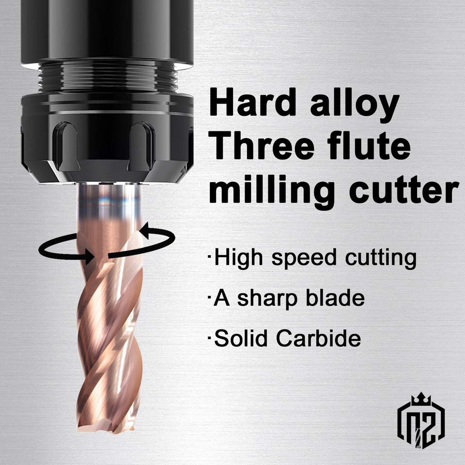 1/2" 3 Flute VARIABLE HELIX Carbide End Mill 3" Overall Length- ALCrN ...