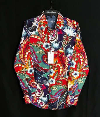 Robert Graham KENZI Moroccan Embroidered $328 Small NWT Classic Fit S ...