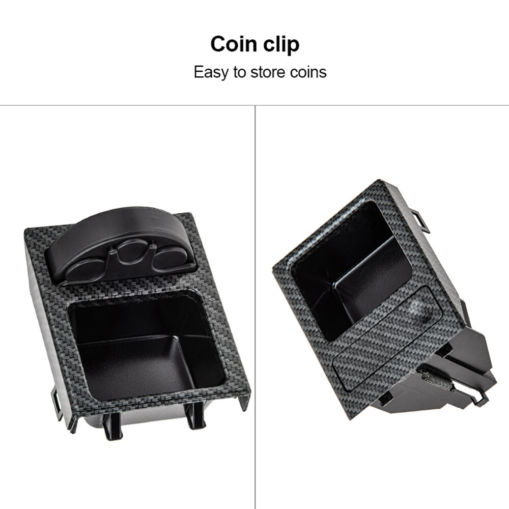 Carbon Fiber Center Console Cup Coin Holder Storing Box For BMW E46 ...