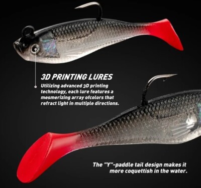 3Pcs 3D Eyes Soft Fishing Lure Single Hook Baits Artificial Bait ...