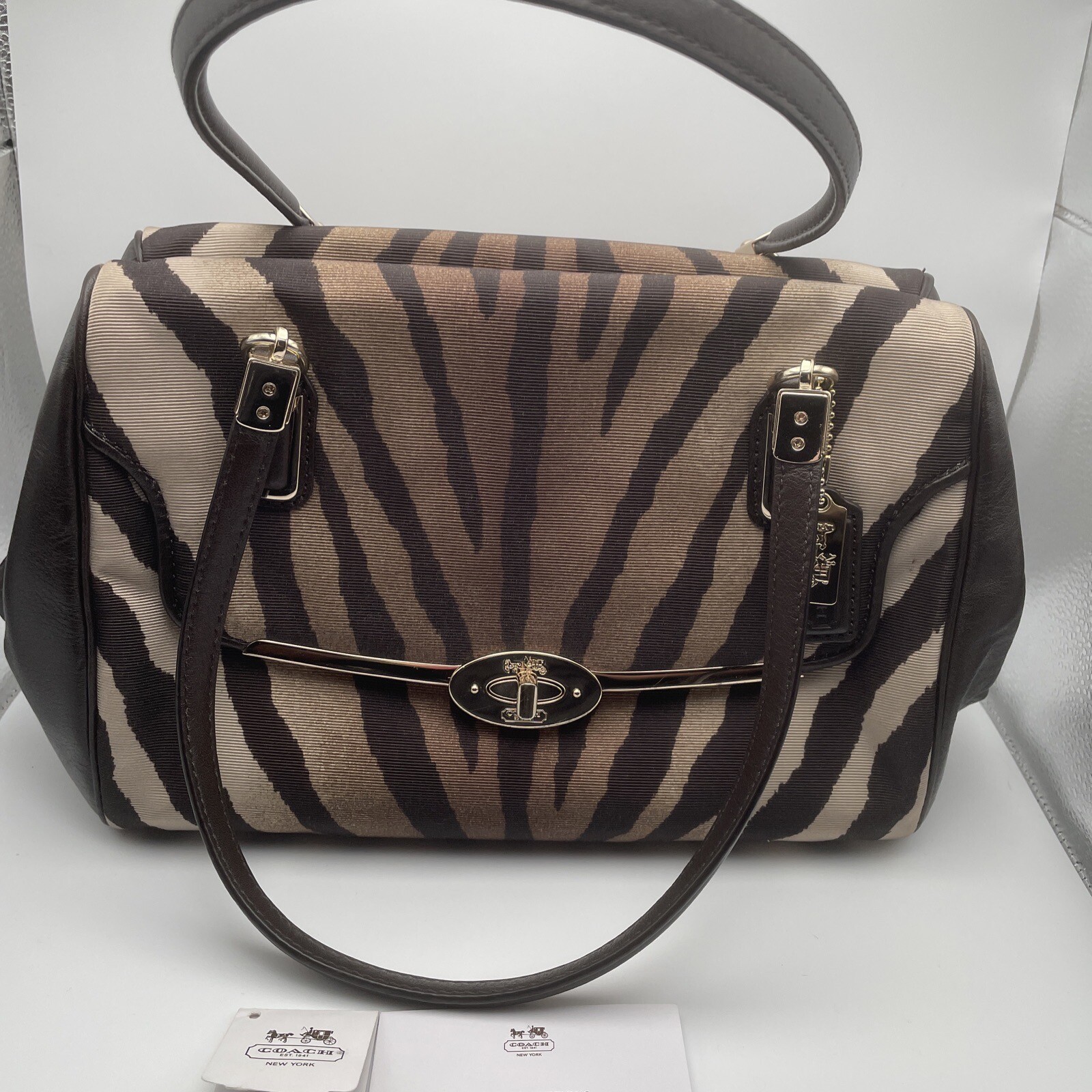 Authentic Coach Madison Brown Zebra Print Small Madel… - Gem