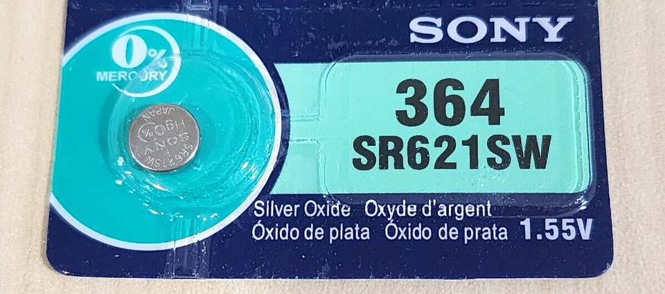 5 pc Sony 364 SR621SW SR621 AG1 SILVER OXIDE WATCH BATTERY 1.55v Murata ...