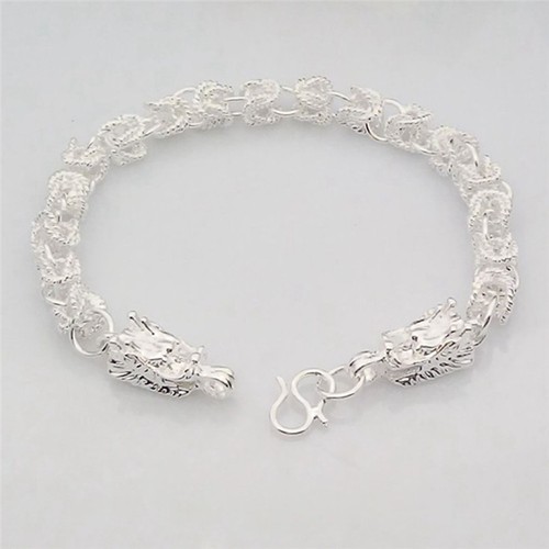 Fashion Silver Plated Dragon Design Bracelet Bangle Chain Men Bracelet ...