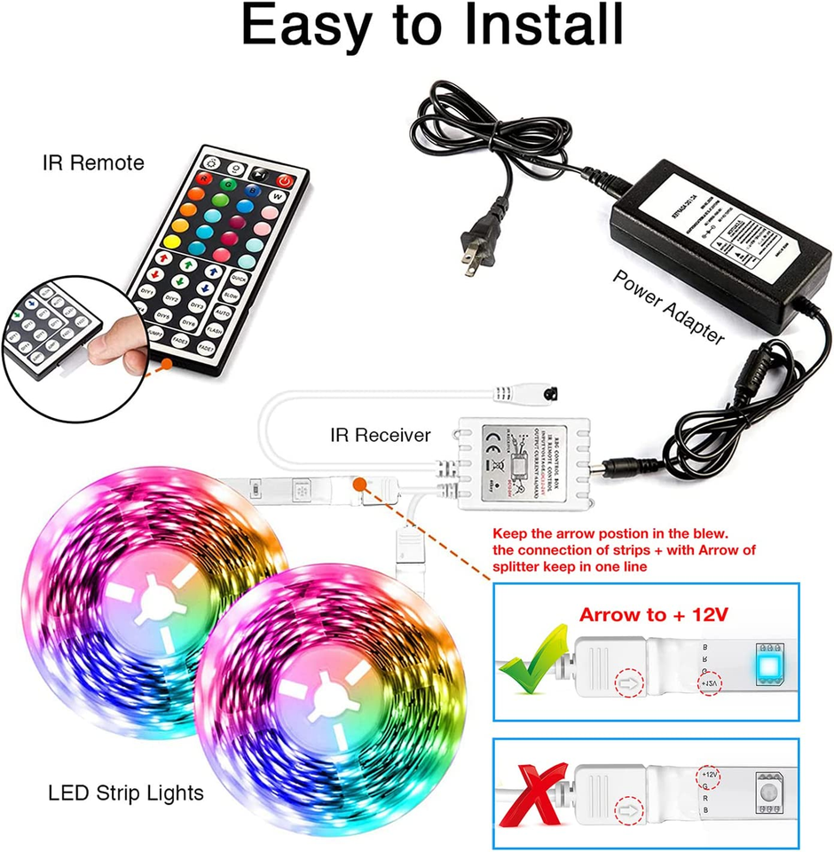 100Ft Led Strip Lights for Bedroom Color Changing Lights with 44 Keys ...