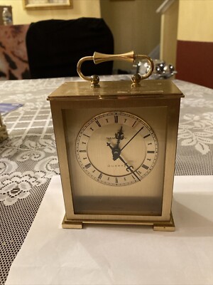 Vintage, German Hamilton Solid Brass Carriage Clock w/Handle Battery ...