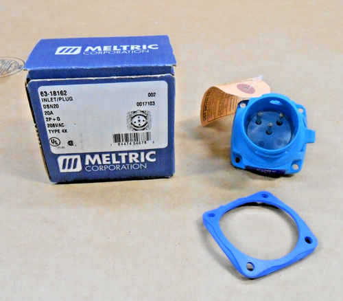 NEW MELTRIC 63-18162 INLET/PLUG DSN20 20 AMP 2P+G 208V TYPE 4X | eBay