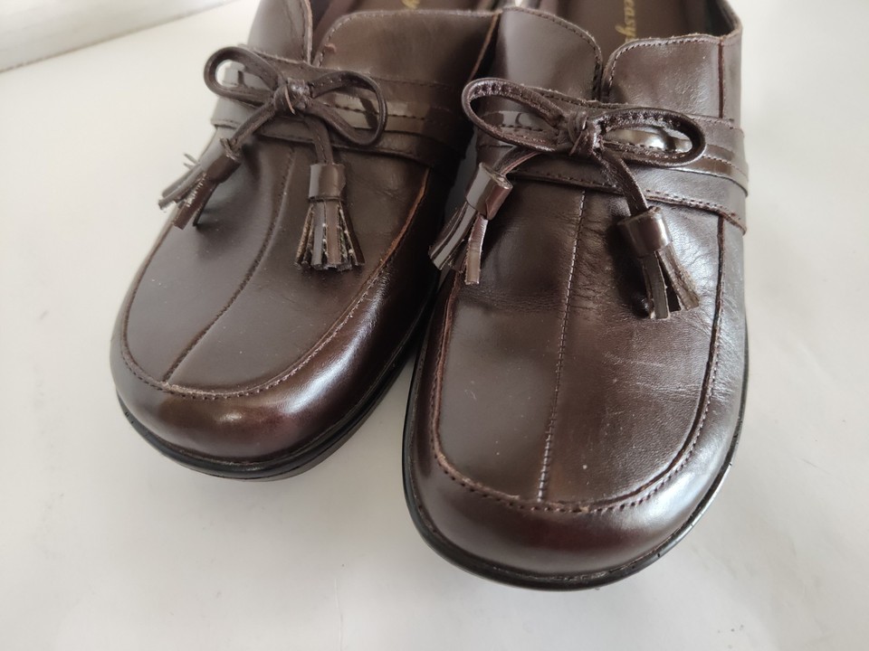 Easy Spirit Women Size 6 M Brown Leather Slip On Mule Shoes | eBay