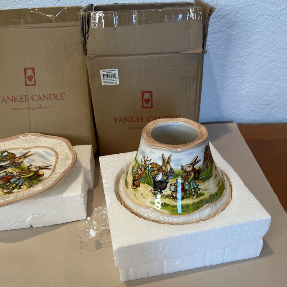 Yankee Candle Spring Bunnies Chimney Topper & Plate ‘JIS VTG EASTER ...