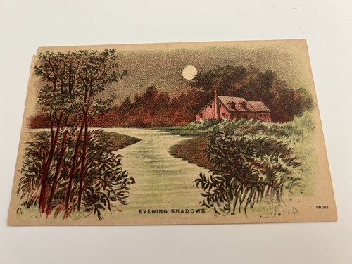 House with Moon and Stream Scene Vintage Evening Shadows Postcard | eBay