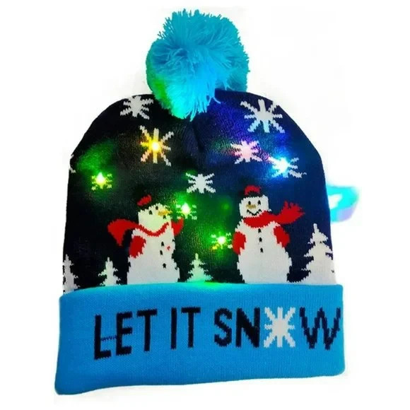 LED Let It Snow Pompom Hat NEW Lights Up | eBay