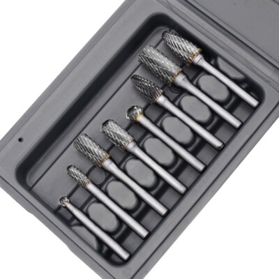 Silver Double Groove Rotary File Set Of 8 Tungsten Steel Grinding Heads ...