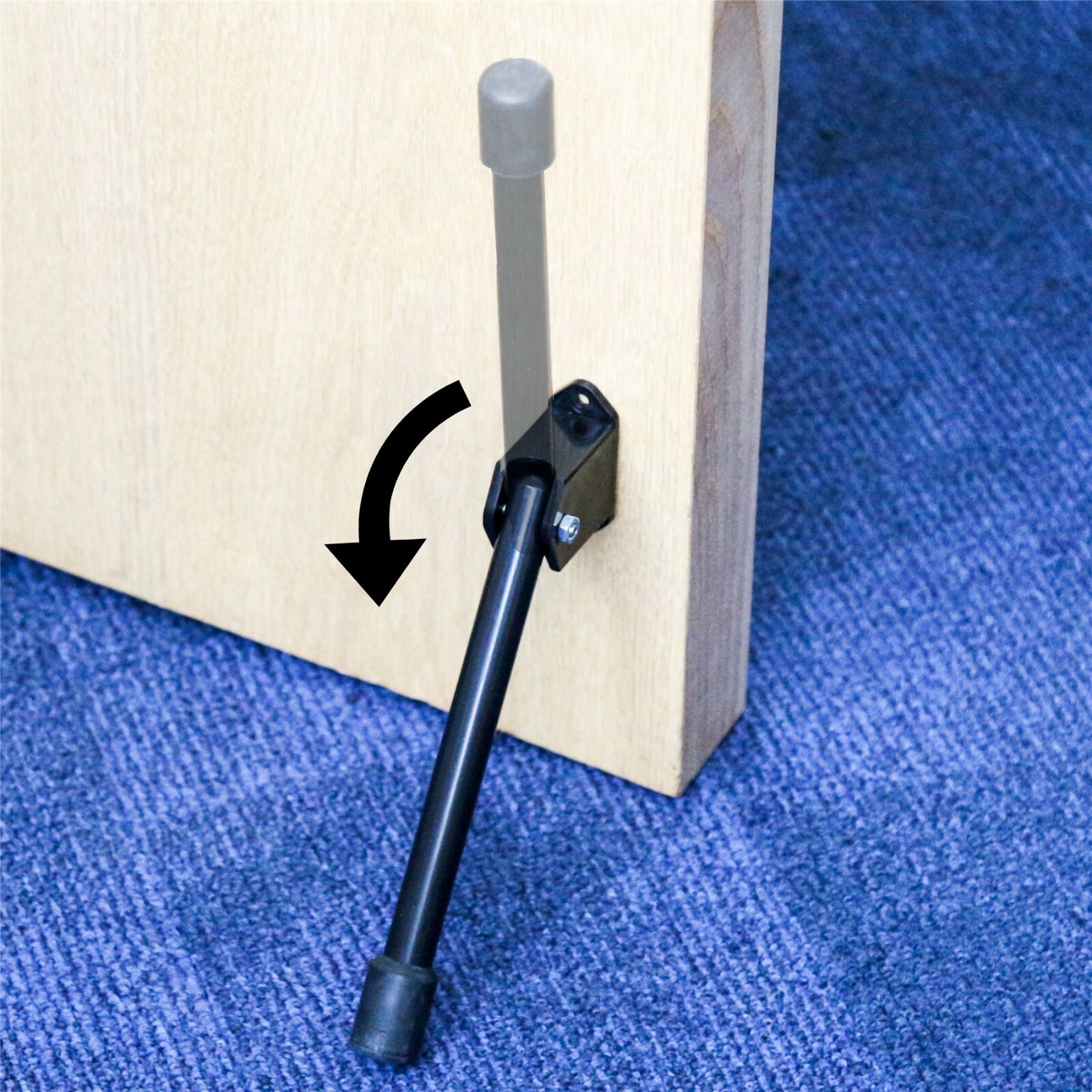 BLACK KICK DOWN STAY DOOR STOP Sprung Spring Loaded Drop Arm Doorstop ...