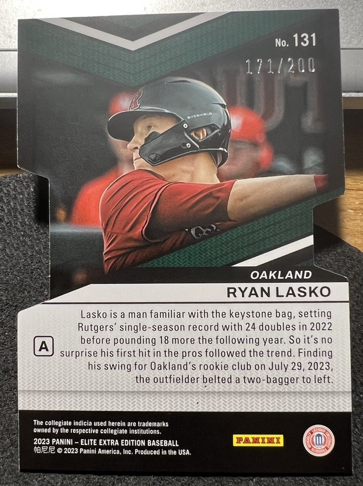 2023 PANINI ELITE EXTRA EDITION RED DIE CUT RYAN LASKO (A's) RC #131 / ...
