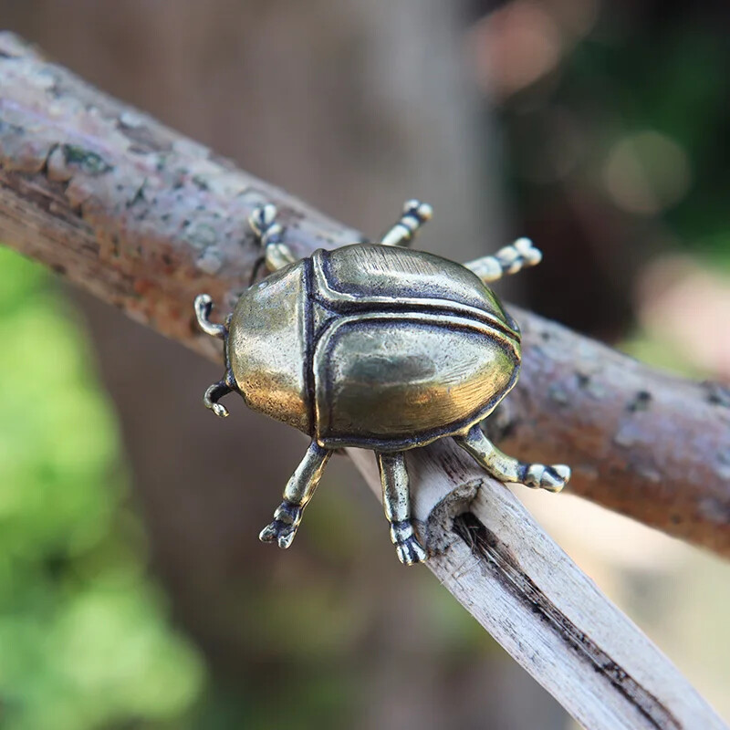 2pcs Vintage Brass Beetle Ladybug Figurine Tea Pet Funny Insect Craft ...
