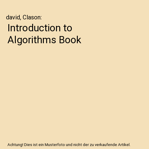 Introduction to Algorithms Book, david, Clason | eBay