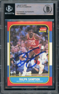 1986-87 Fleer - Ralph Sampson - Houston Rockets - #97 - Autographed ...