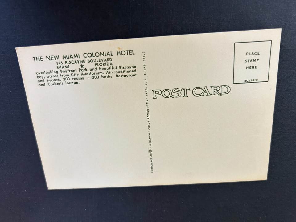 The New Miami Colonial Hotel Biscayne Boulevard Miami Florida Postcard ...