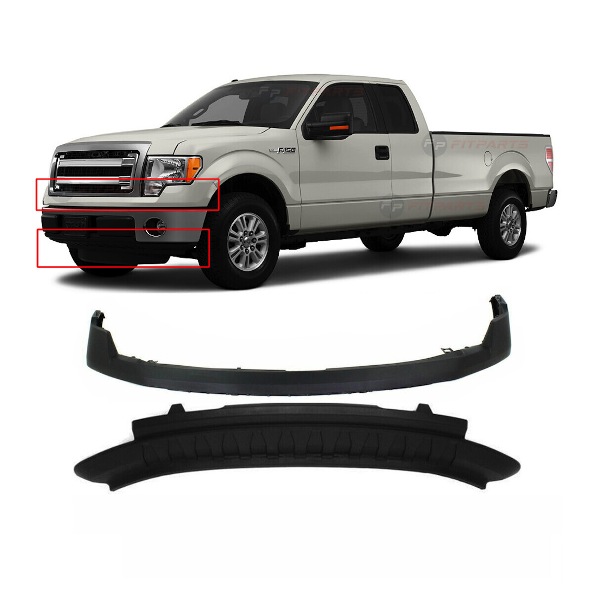 Front Bumper Cover Kit For Ford F-150 XL 2009-2014 W/O Fog Hls ...