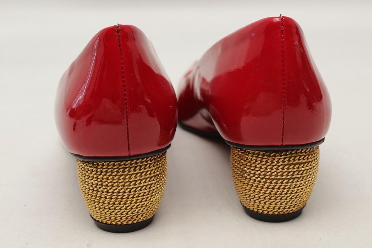 Stuart Weitzman Shoes Womens 8 M Red Patent Leather Gold Stuart Weitzman Shoes Womens 8 M Red Patent Leather Gold