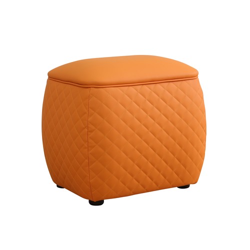 Orange PU Leather Square Ottoman Footstool Footrest Modern Living Room ...