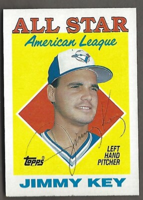 1988 Topps Jimmy Key AL All Star Card #395 Autograph Signed Blue Jays ...