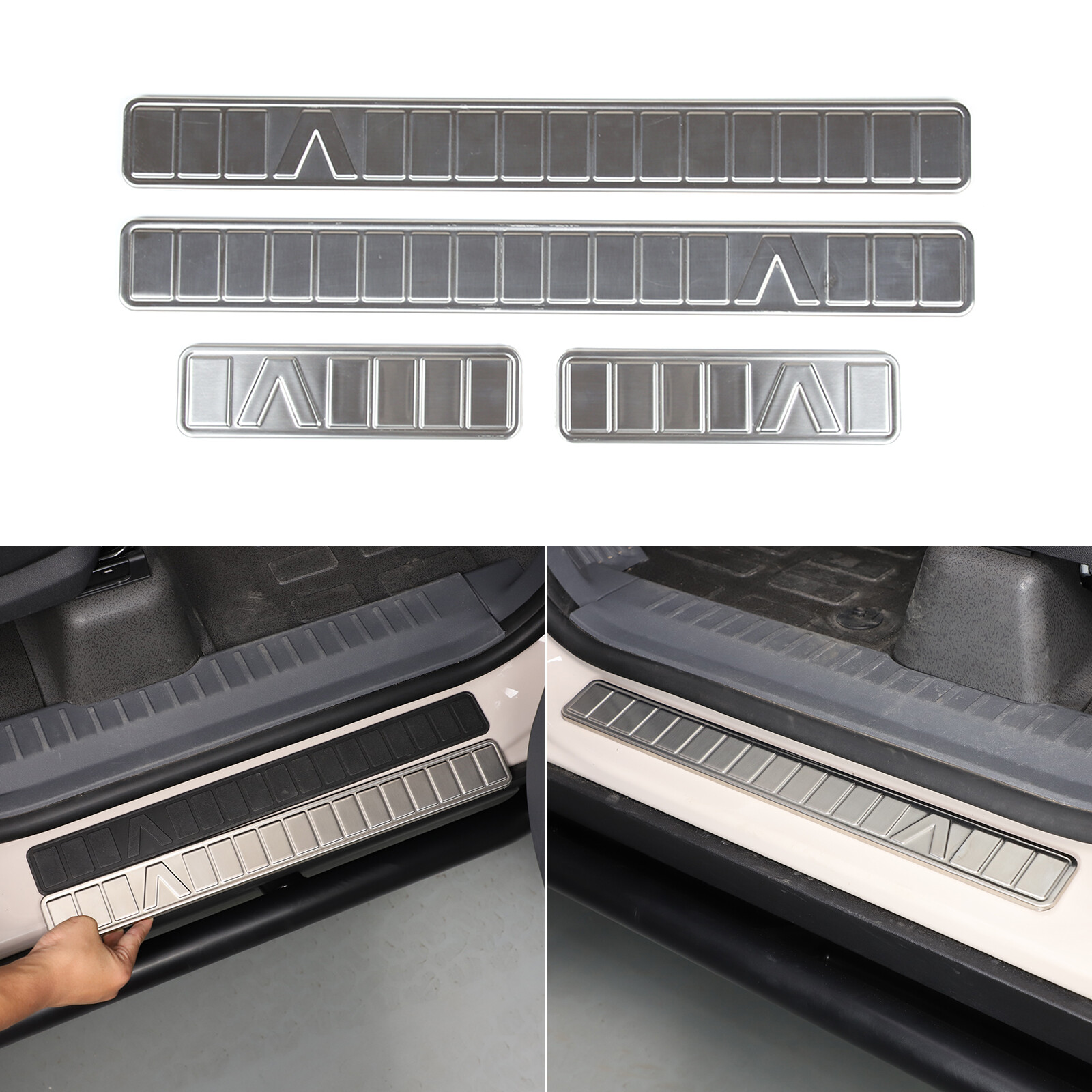 Silver Steel Car Inner Door Sill Plate Protector Trim Kit For Ineos ...