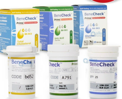 BENECHECK 3 in 1 Test Strips Accurate Glucose, Cholesterol & Uric Acid ...
