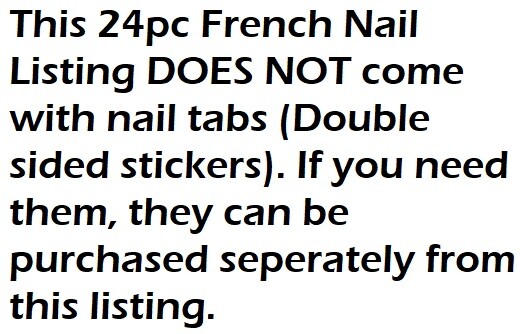 24pc Square French Tips Full Nails Cover Press On Toe Stick DIY Cute ...