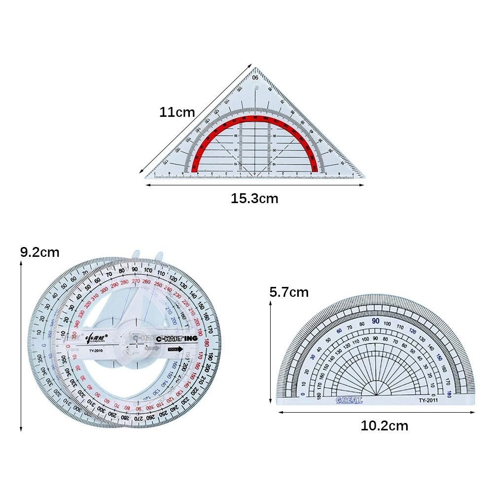 Plastic Angles Measuring Ruler Triangle/Half Round Drawing Ruler ...