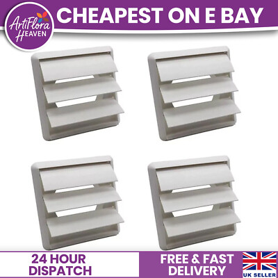 Ducting Wall Gravity Flap Grille Extractor Fan with Spigot Vent White 4 ...