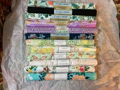 Crafters Square Craft 6 Fabric Fat Quarters 18 X 21 100% Cotton + 6 ...