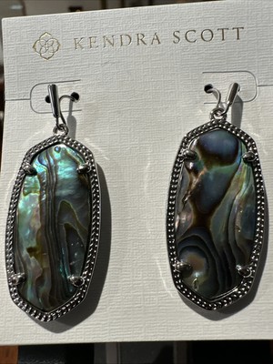 Kendra Scott Elle Silver Drop Earrings In Abalone Shell | eBay