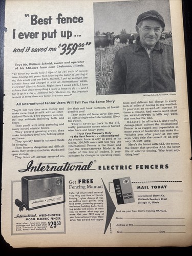 International Electric Fence Charger Ad Weed Hopper Model Vintage ...