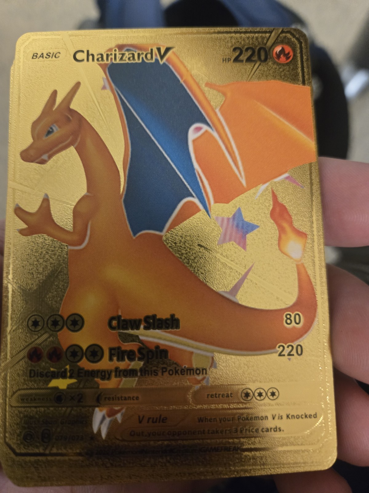 Pokemon Charizard V HP 220 Gold Foil Fan Art Card 079/073 Mint | eBay