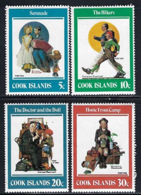 Cook Islands 1982 4v MNH Norman Rockwell Paintings Art Artist Children ...
