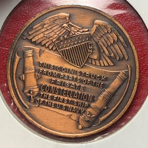1797 U.S. FRIGATE CONSTELLATION MEDAL COIN STRUCK FROM PARTS OF THE ...
