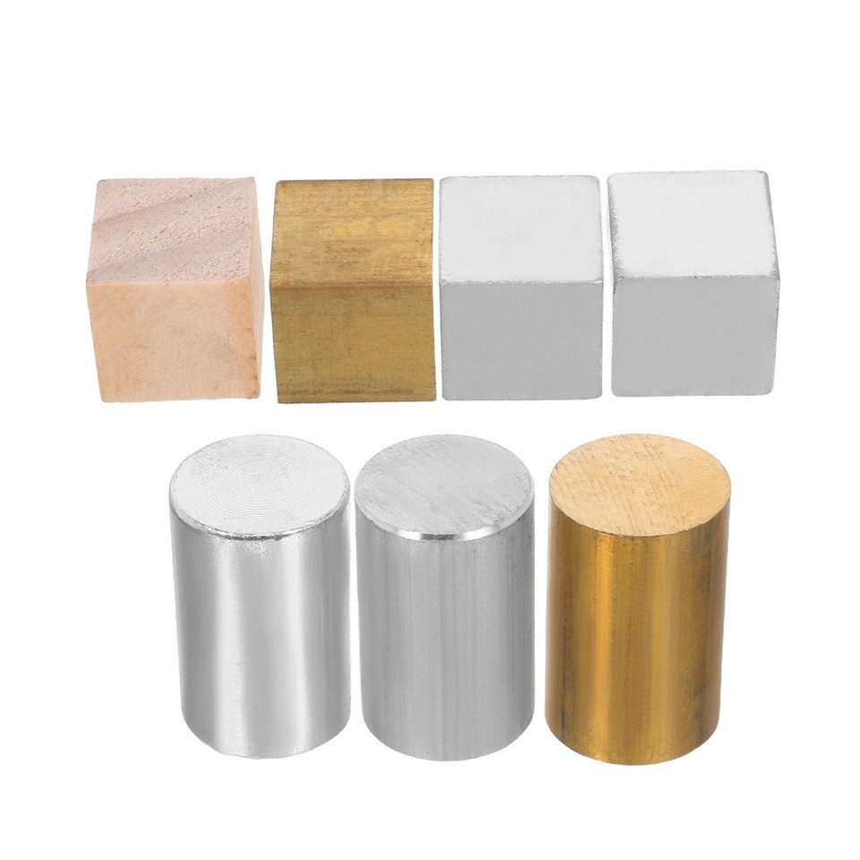 7pcs Metal Element Cubes and Cylindrical Blocks, Density Cube Set for ...