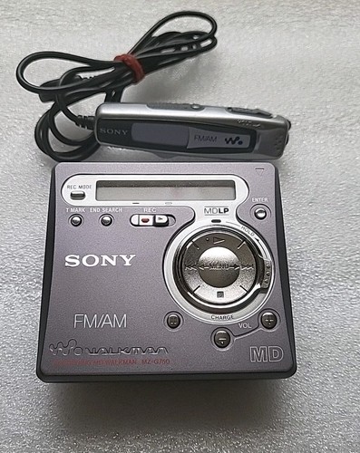 VINTAGE SONY MD MINIDISC WALKMAN RECORDER MZ-G750 with AM/FM radio ...