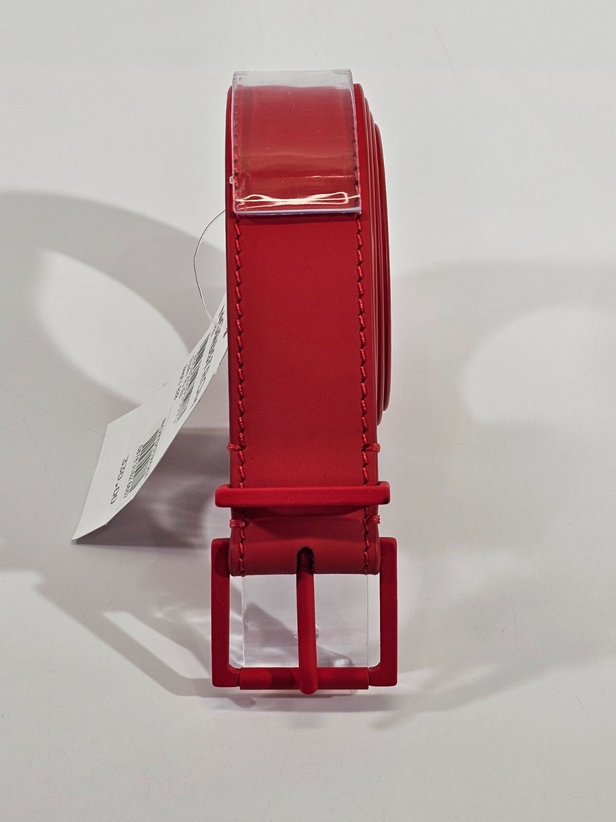 GC Men's 95 Maison Margiela Paris Buckle Belt in Red Leather GC Men's 95 Maison Margiela Paris Buckle Belt in Red Leather