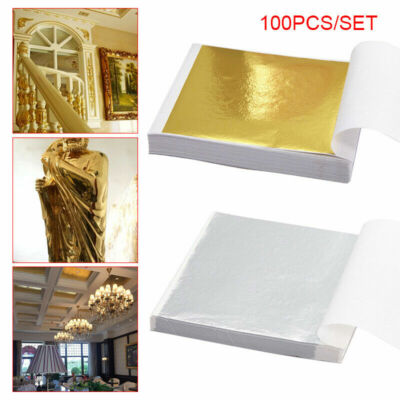 100x 24K Gold Leaf Sheets Art Craft Design Gilding Framing Scrap ...